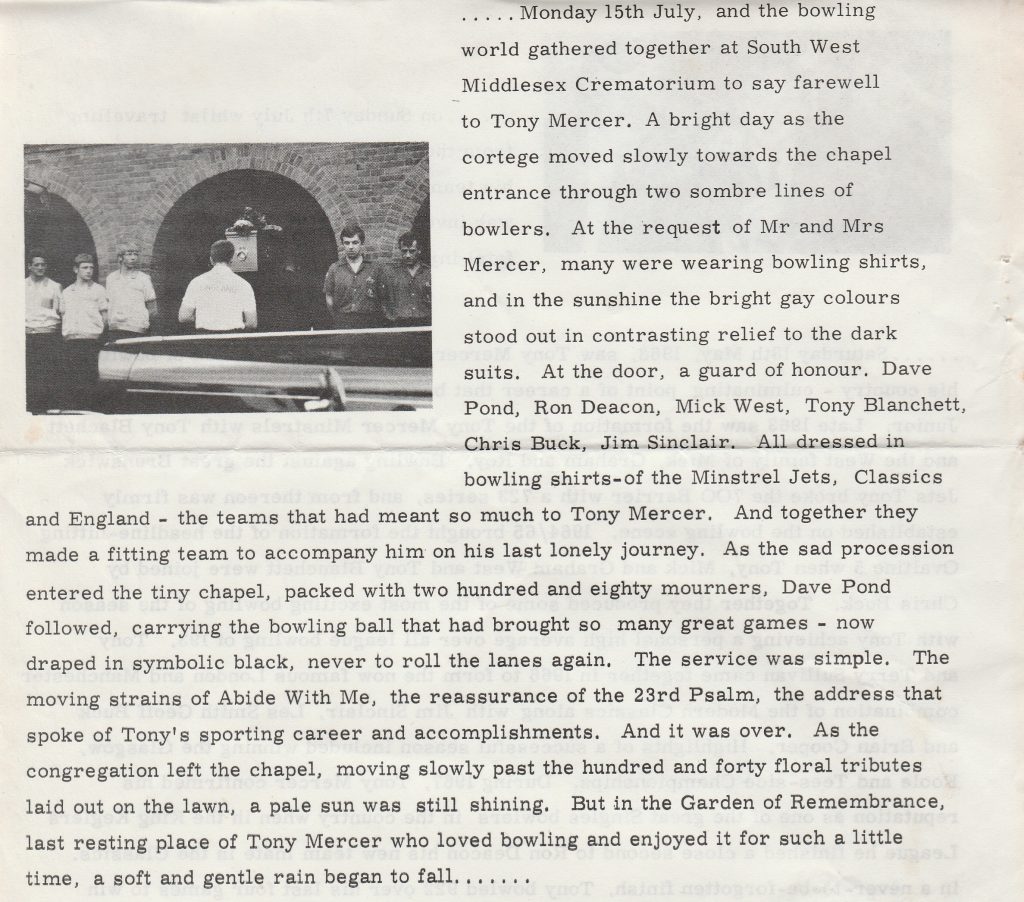 Tony Mercer – A star was lost in 1969 – Talk Tenpin